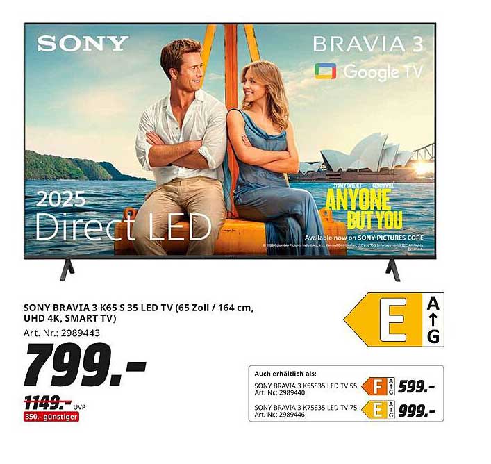 Sony Led-Tv K-5539B Bravia 3 - 139 Cm (55 Zoll) 4K Angebot bei Expert ...