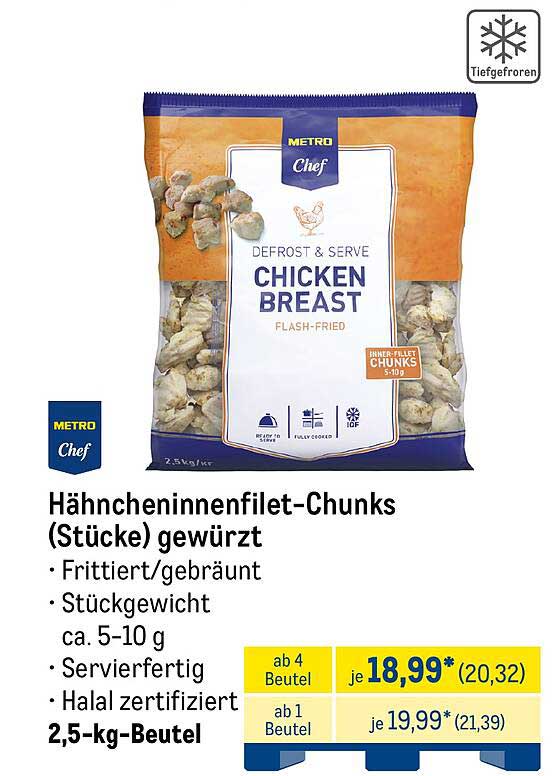 Hähncheninnenfilet-Chunks (Stücke) Gewürzt Angebot bei METRO ...