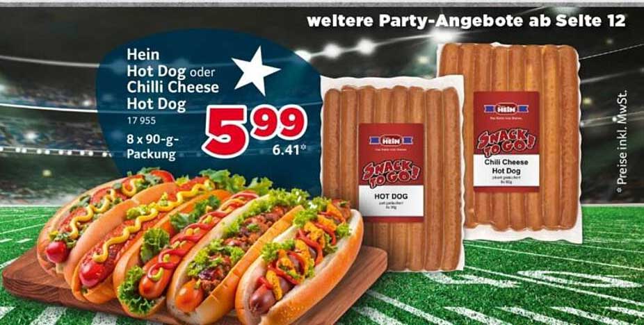 Hein Hot Dog Oder Chilli Cheese Hot Dog 8 X 90-G-Packung Angebot bei ...