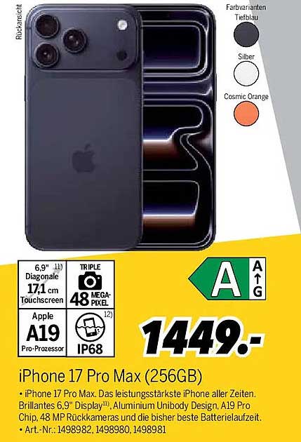Iphone 17 (256Gb) Angebot bei MEDIMAX - ProspektGuru.de