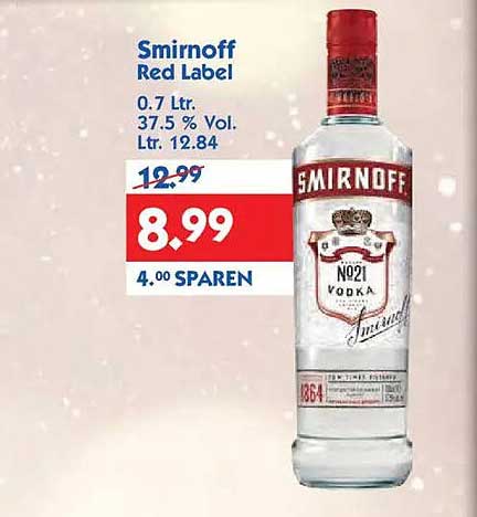 Smirnoff Red Label Angebot bei Hol'ab Getränkemarkt - ProspektGuru.de
