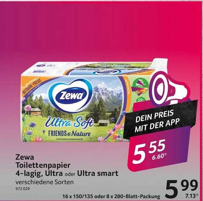 Zewa Toilettenpapier Smart 3-Lagig Oder 4-Lagig Versch. Sorten 4X 300/ ...