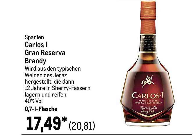 Osborne Carlos I Brandy De Jerez Solera Gran Reserva Sherry Casks ...
