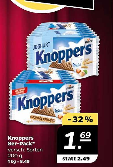 Knoppers 8Er-Pack* Versch. Sorten 200 G Angebot bei NETTO - ProspektGuru.de
