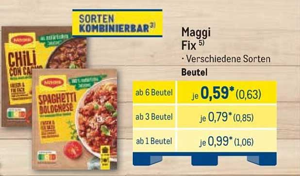 Maggi Fix 5) · Verschiedene Sorten Beutel Angebot bei METRO ...