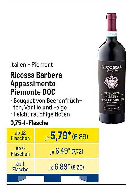 Ricossa Barbera Appassimento Piemonte Doc Angebot bei METRO ...