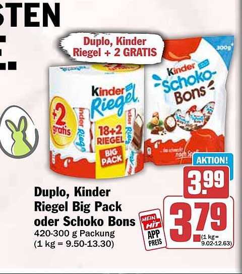 Duplo, Kinder Riegel Big Pack Oder Schoko Bons Angebot bei Hit ...