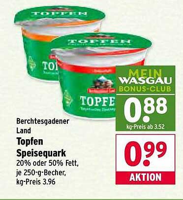 Topfen Speisequark Angebot bei Wasgau - ProspektGuru.de