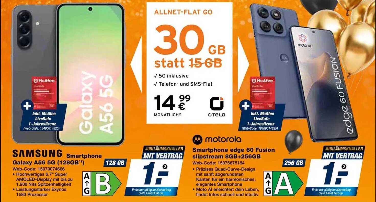 Samsung Galaxy A56 5G (128Gb) Und Motorola Edge 60 Fusion (8Gb+256Gb ...
