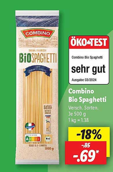Combino Bio Spaghetti Angebot bei Lidl