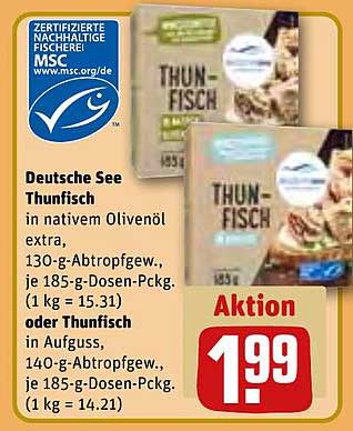 Deutsche See Thunfisch Angebot bei REWE - ProspektGuru.de