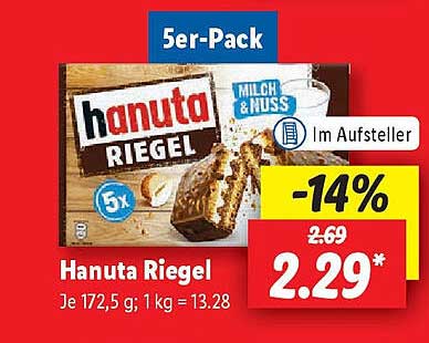 Hanuta Riegel Angebot bei Lidl