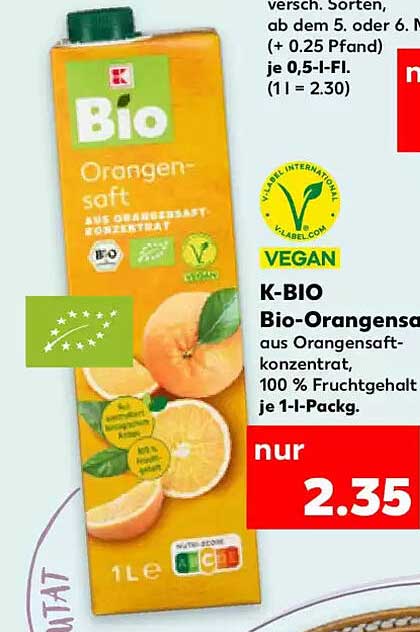 K-Bio Bio-Orangensaft Angebot bei Kaufland