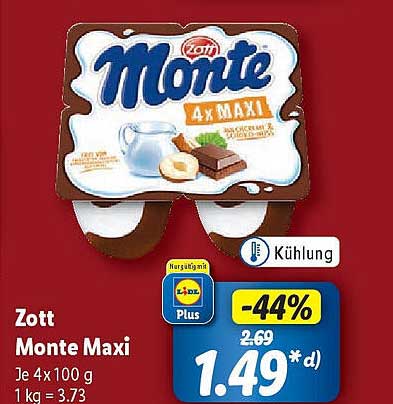 Zott Monte Maxi Angebot bei Lidl - ProspektGuru.de