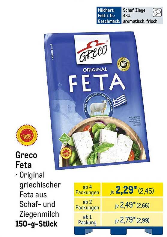 Greco Feta • Original Griechischer Feta Aus Schaf- Und Ziegenmilch 150 ...