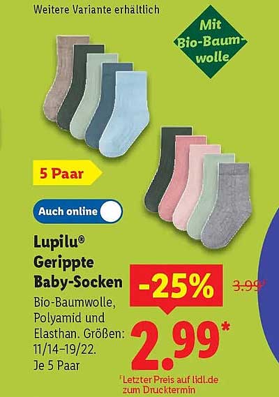 Lupilu® Gerippte Baby-Socken Angebot bei Lidl - ProspektGuru.de