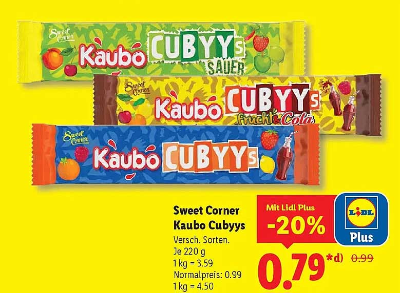 Sweet Corner Kaubo Cubyy's Versch. Sorten Angebot bei Lidl ...