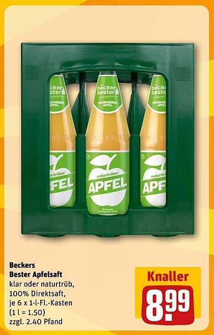 Beckers Bester Apfelsaft Angebot bei REWE Center
