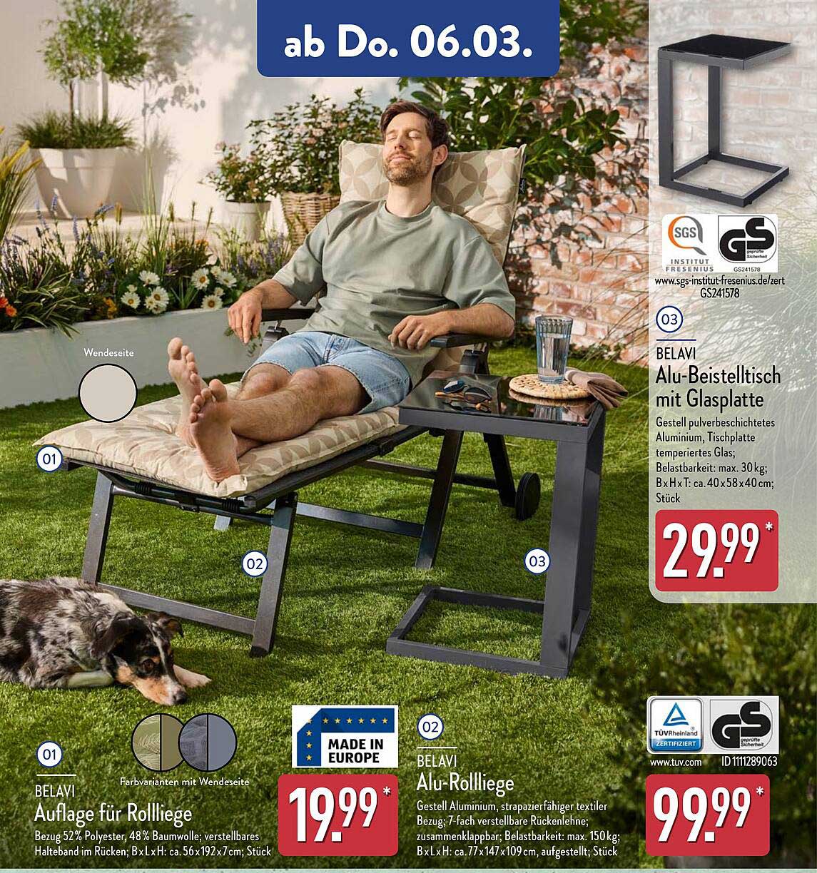 Belavi Alu-Beistelltisch Mit Glasplatte Angebot bei Aldi Nord