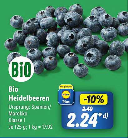 Bio Heidelbeeren Angebot bei Lidl - ProspektGuru.de
