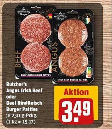 Butcher's Angus Irish Beef Oder Beef Rindfleisch Burger Patties Angebot ...