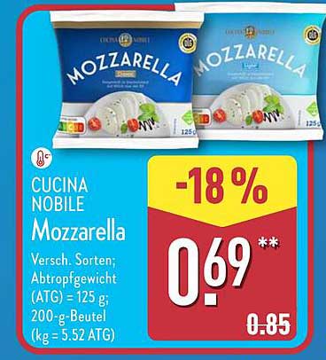 Mozzarella Angebot bei Aldi Nord