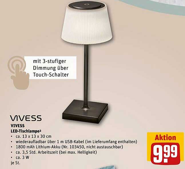 Vivess Led-Tischlampe Angebot bei REWE Center