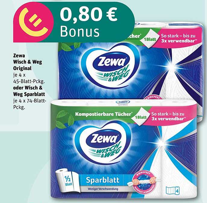 Zewa Wisch & Weg Original Oder Wisch & Weg Sparblatt Angebot bei REWE Kaufpark
