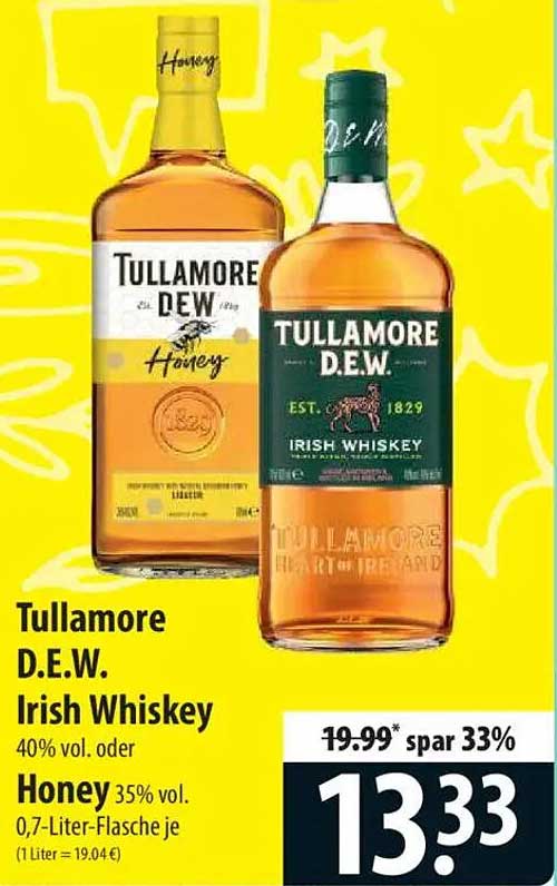 Tullamore D.e.w. Irish Whiskey 40% Vol. Oder Honey 35% Vol. Angebot bei ...