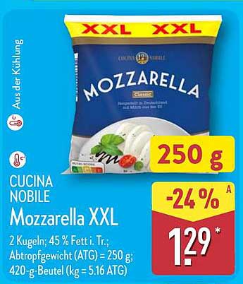 Cucina Nobile Mozzarella Xxl 250 G Angebot bei Aldi Nord