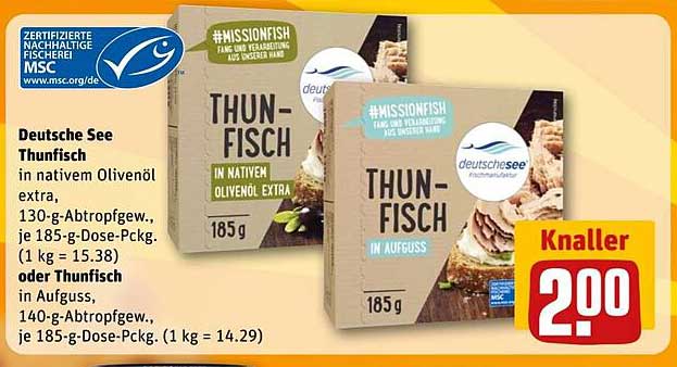 Deutsche See Thunfisch In Nativem Olivenöl Extra, 185-G Dose Angebot ...