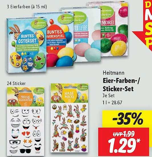 Heitmann Eier-Farben-/Sticker-Set Angebot bei Lidl