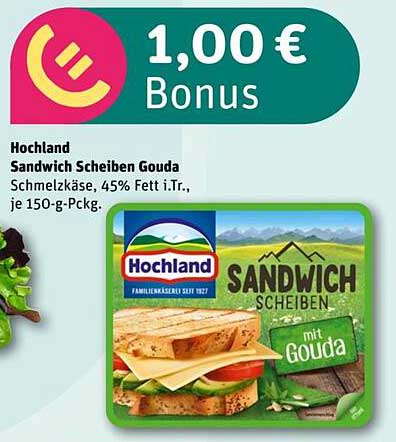 Hochland Sandwich Scheiben Gouda, 150 G Angebot bei REWE Center