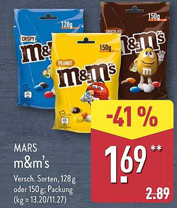 Mars M&M's - Verschiedene Sorten, 128 G Oder 150 G Angebot bei Aldi ...