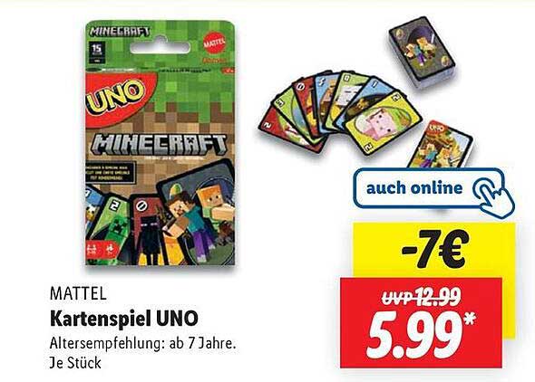 Mattel Kartenspiel Uno - Minecraft Edition Angebot bei Lidl