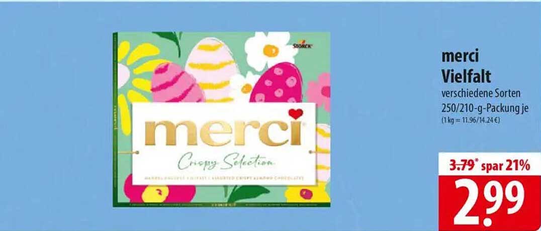 Merci Vielfalt Verschiedene Sorten 250/210-G-Packung Je Angebot bei ...