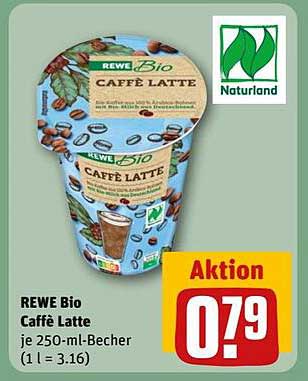 Rewe Bio Caffè Latte Je 250-Ml-Becher Angebot bei REWE Center