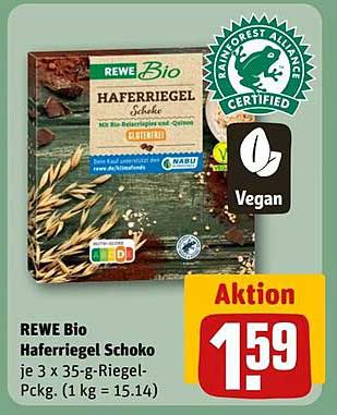 Rewe Bio Haferriegel Schoko - Je 3 X 35-G-Riegel-Pckg. Angebot bei REWE ...
