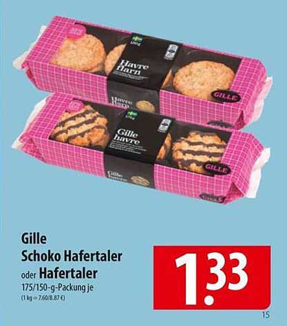 Gille Schoko Hafertaler Oder Hafertaler 175/150-G-Packung Je Angebot ...