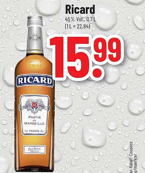 Ricard Pastis De Marseille 0,7L Angebot bei trinkgut - ProspektGuru.de