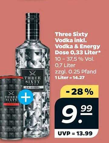 Three Sixty Vodka Inkl. Vodka & Energy Dose Angebot bei NETTO