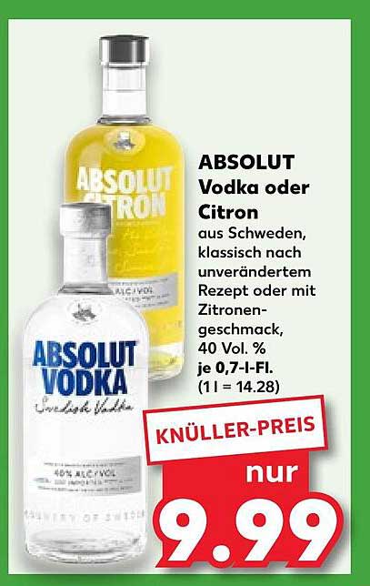 Absolut Vodka Oder Citron Angebot bei Kaufland - ProspektGuru.de