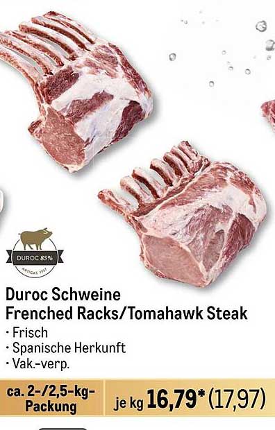 Duroc Schweine Frenched Racks/Tomahawk Steak Angebot bei METRO