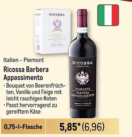 Ricossa Barbera Appassimento Angebot bei METRO - ProspektGuru.de