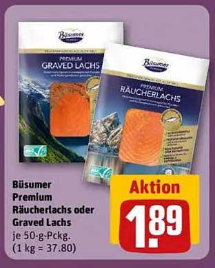 Büsumer Premium Räucherlachs Oder Graved Lachs Angebot bei REWE Kaufpark
