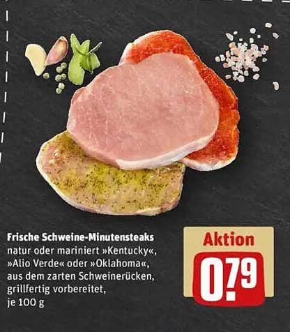 Frische Schweine-Minutensteaks Angebot bei REWE Kaufpark