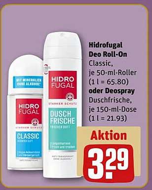 Hidrofugal Deo Roll-On Classic Angebot bei REWE Center - ProspektGuru.de