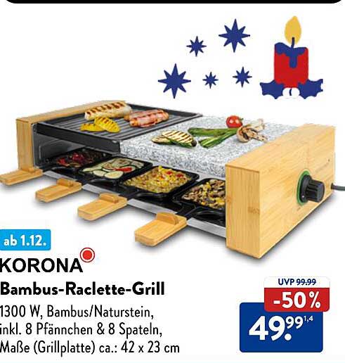Korona Bambus-Raclette-Grill Angebot bei Aldi Nord