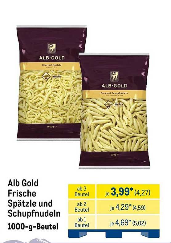 Alb Gold Frische Spätzle Und Schupfnudeln 1000-G-Beutel Angebot bei ...