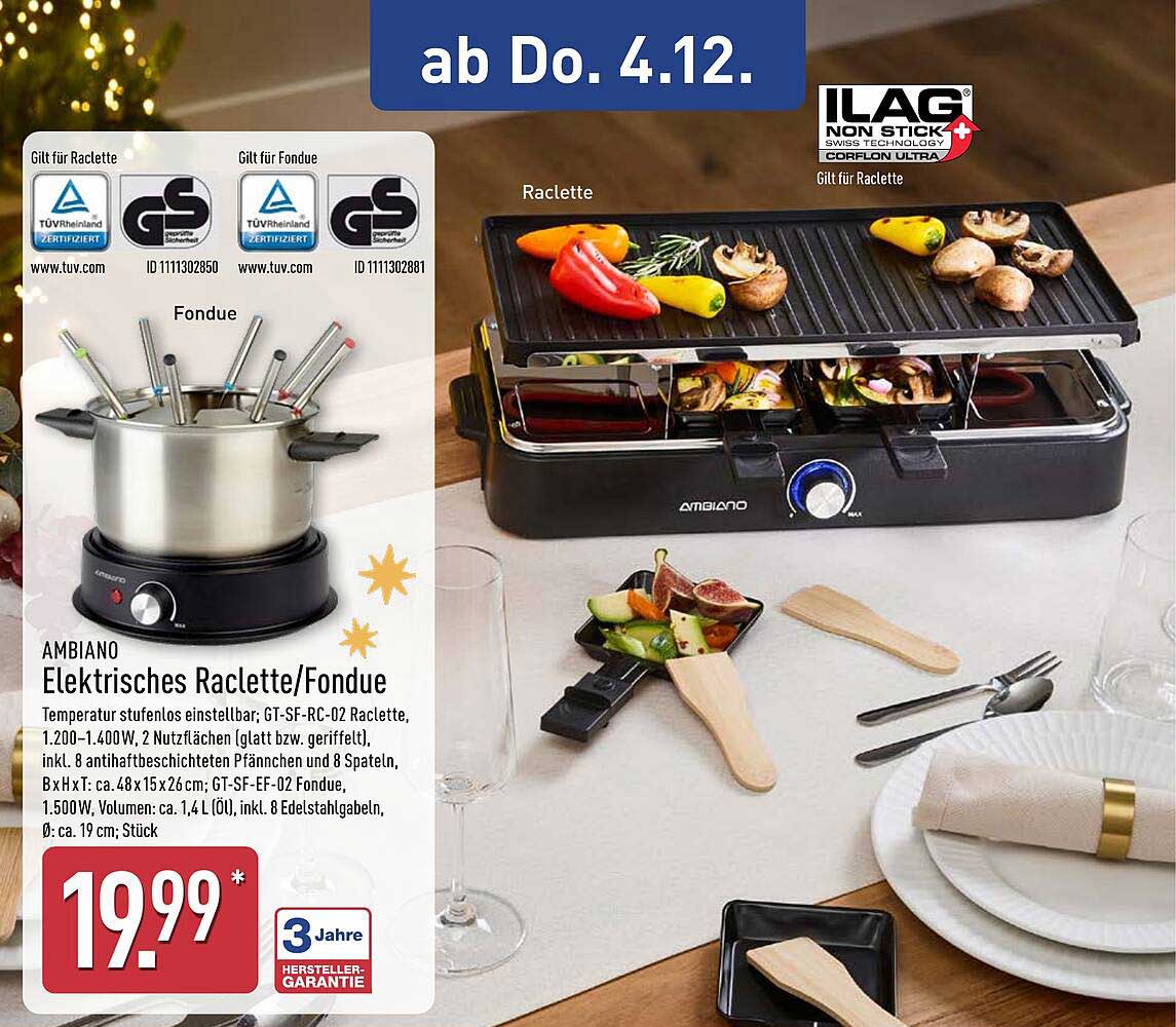Ambiano Elektrisches Raclette/Fondue Angebot bei Aldi Nord ...